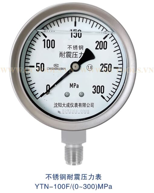 Đồng hồ đo áp suất 300 Mpa mặt 100 mm YTN-100F/(0-300Mpa)